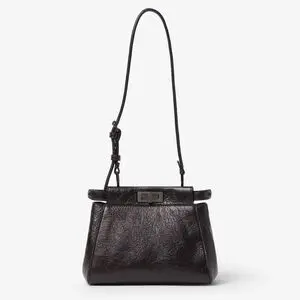 Fendi My Peekaboo Xs Crackled Black Leather Bag - [black]